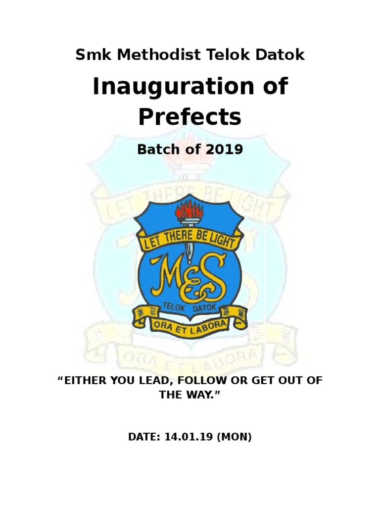 Prefect Inauguration (Buku Program) 2019 | PDF