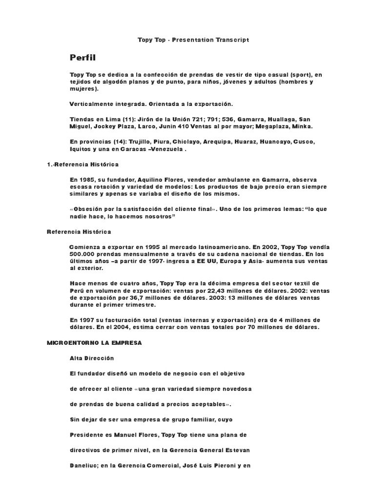 Topy Top | PDF | Perú | Exportaciones