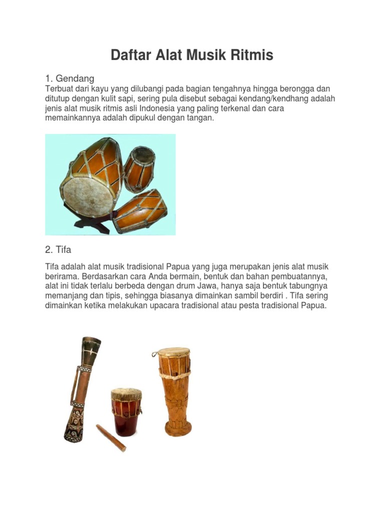 Daftar Alat Musik Ritmis | PDF