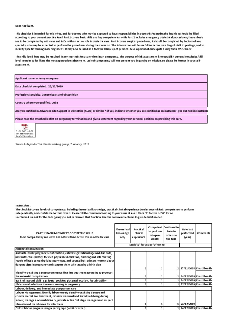 Questionnaire GYN ENG - OML | PDF | Obstetrics | Childbirth