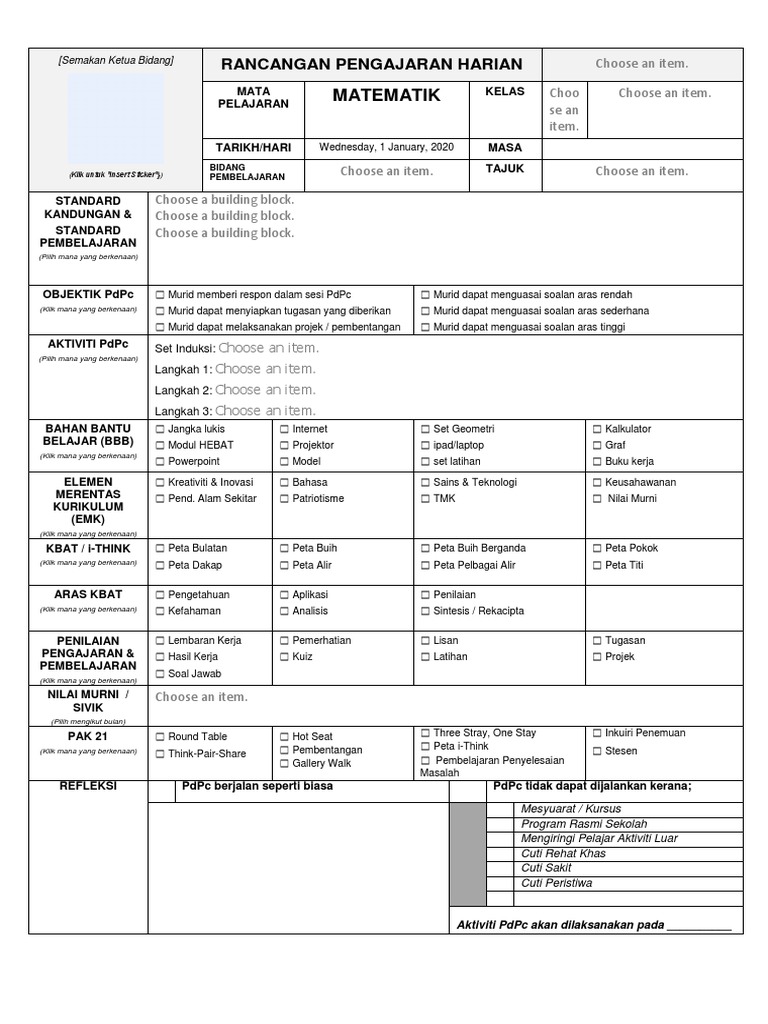RPH MATEMATIK TING. 1, 2 & 3 (Drop Down) | PDF