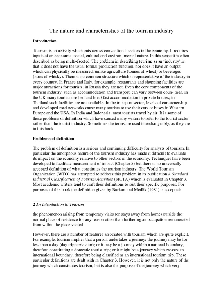 The Nature and Characteristics of The Tourism Industry | PDF | Travel ...