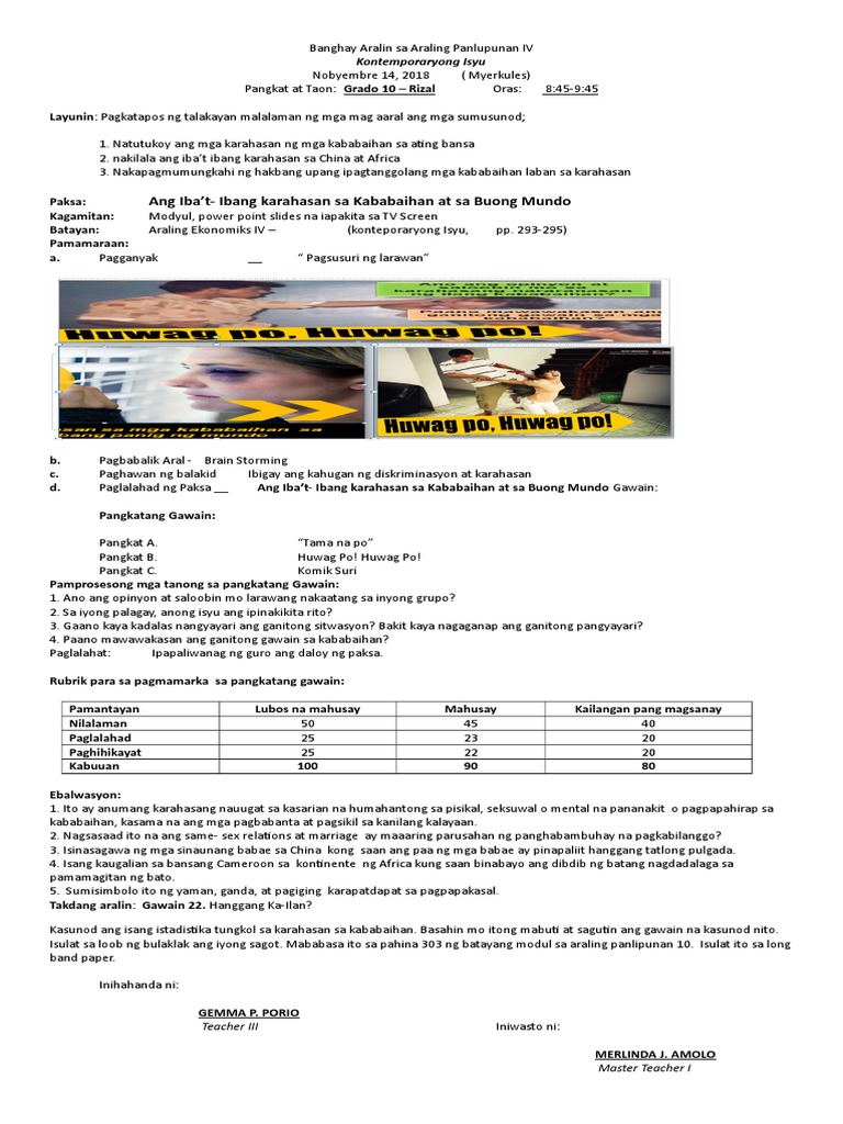 Lesson Plan Demo-Grade 10 | PDF