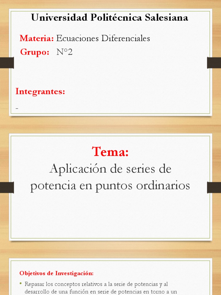 Aplicación de Series de Potencia en Puntos Ordinarios | PDF | Linealidad | Ecuaciones