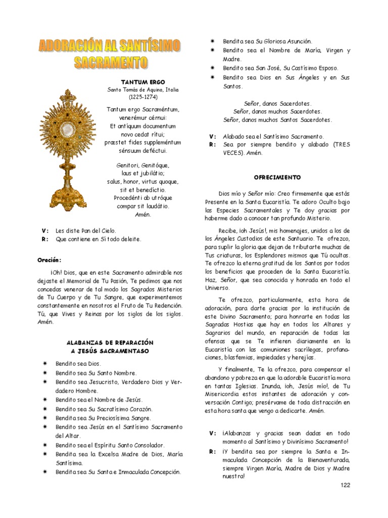 Oraciones para Adoración al Santísimo | PDF | eucaristía | orador del Señor