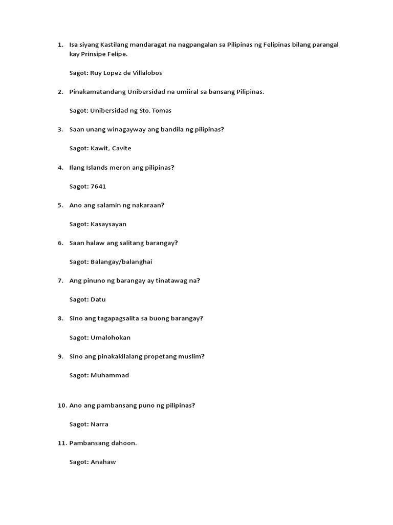 Tanong at Sagot | PDF