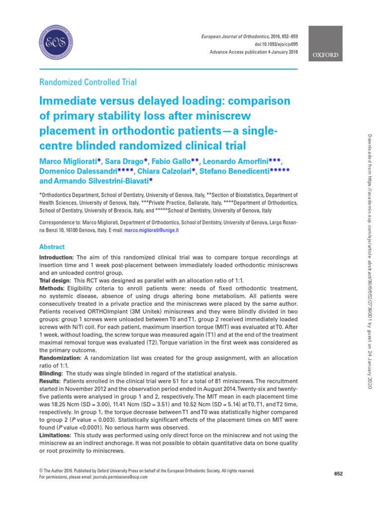 Immediate Versus Delayed Loading 2 | PDF | Standard Deviation ...