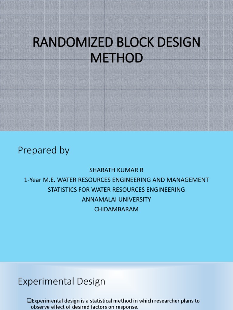 Randomized Block Design Method | PDF | Experiment | Design Of Experiments