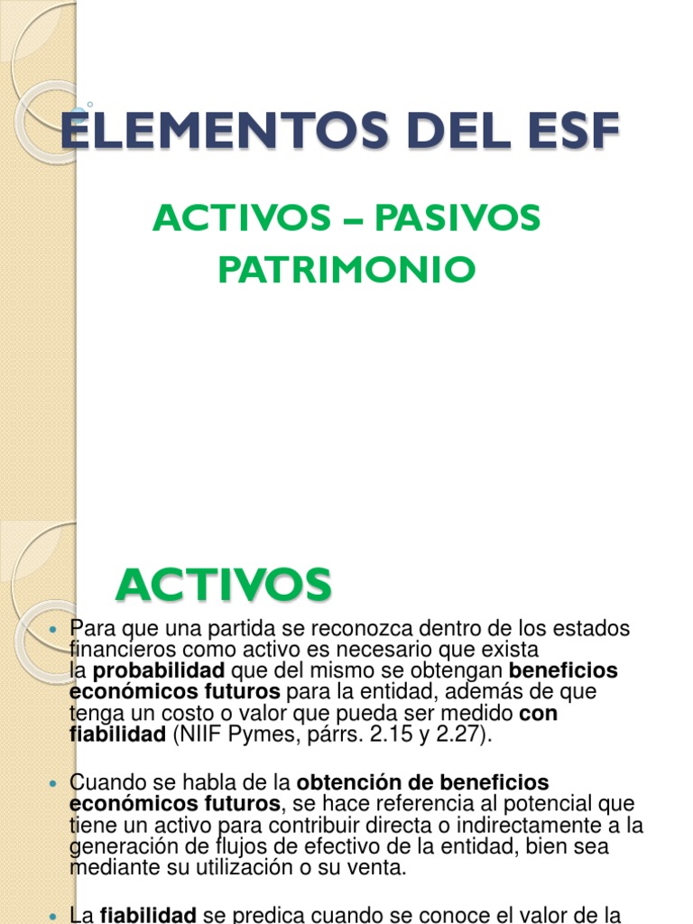 Presentacion Elementos Del Esf | PDF | Activo intangible | Pequeñas y ...