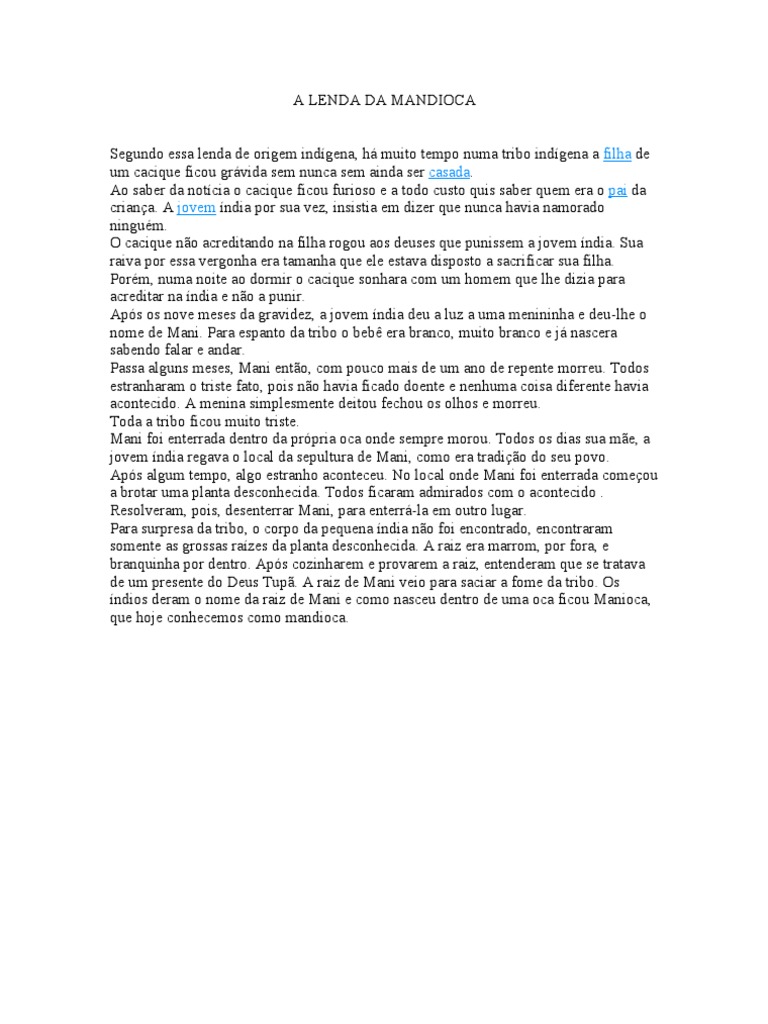 A Lenda Da Mandioca | PDF