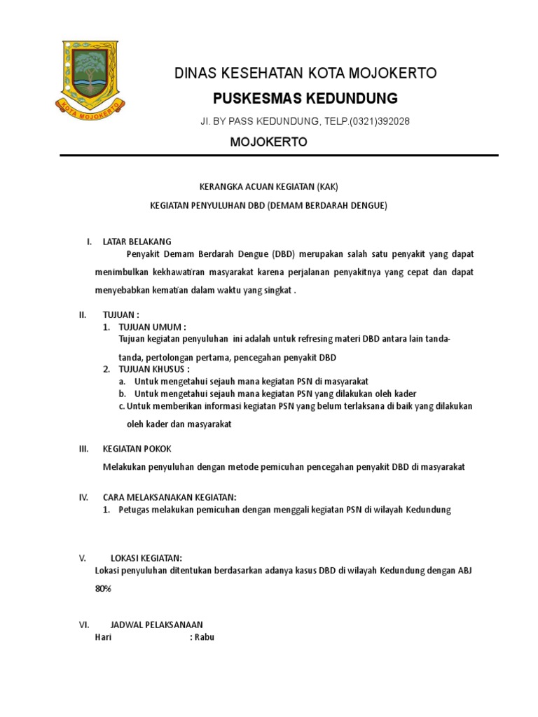 Kak Kegiatan Penyuluhan DBD | PDF