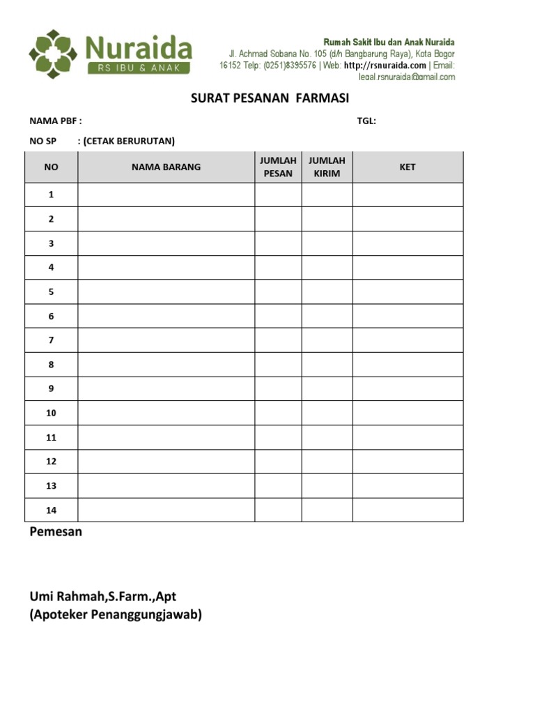Format Formulir Farmasi SP | PDF