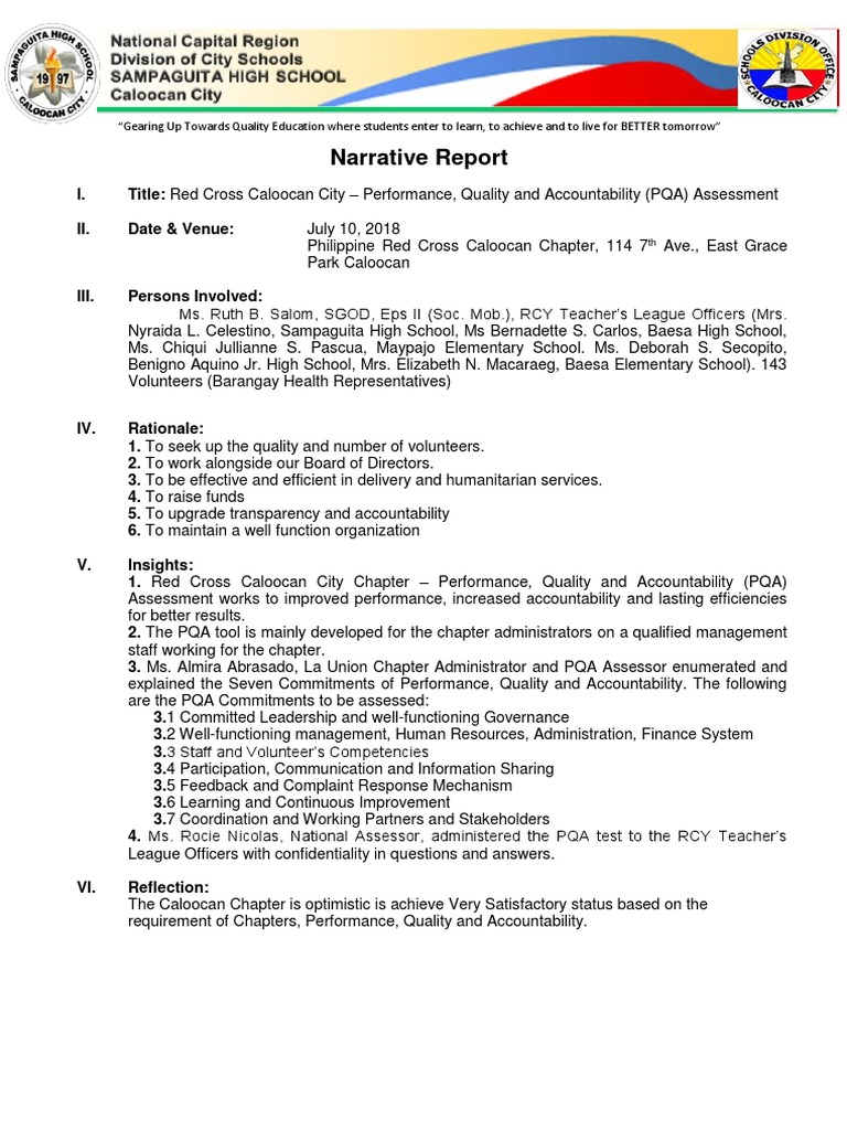Narrative Report Red Cross Caloocan City | PDF | Public Sphere | Cognition