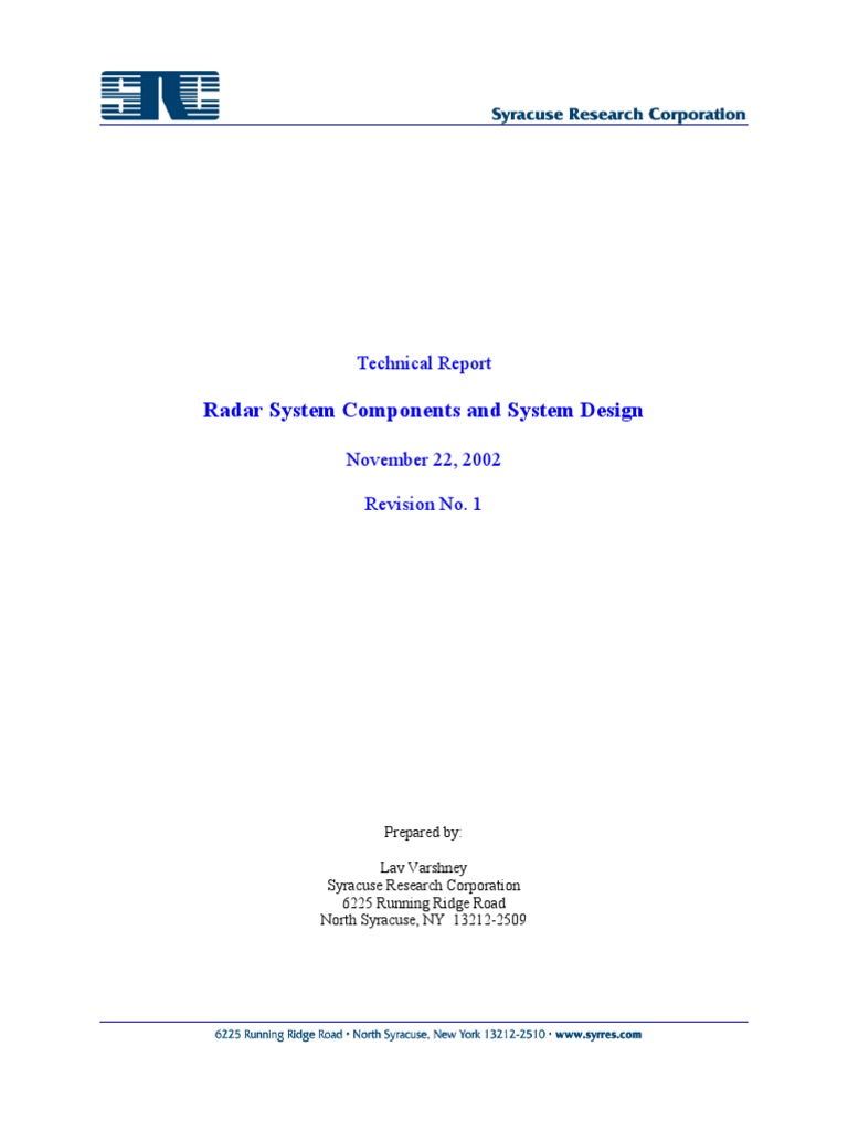 Radar System Components And System Design Pdf Amplifier Radar