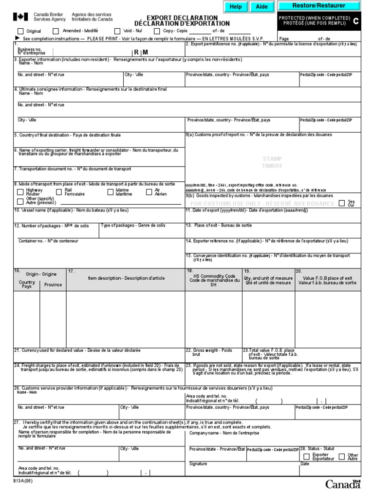 b13 Export Form | PDF | Commerce | Biens de consommation
