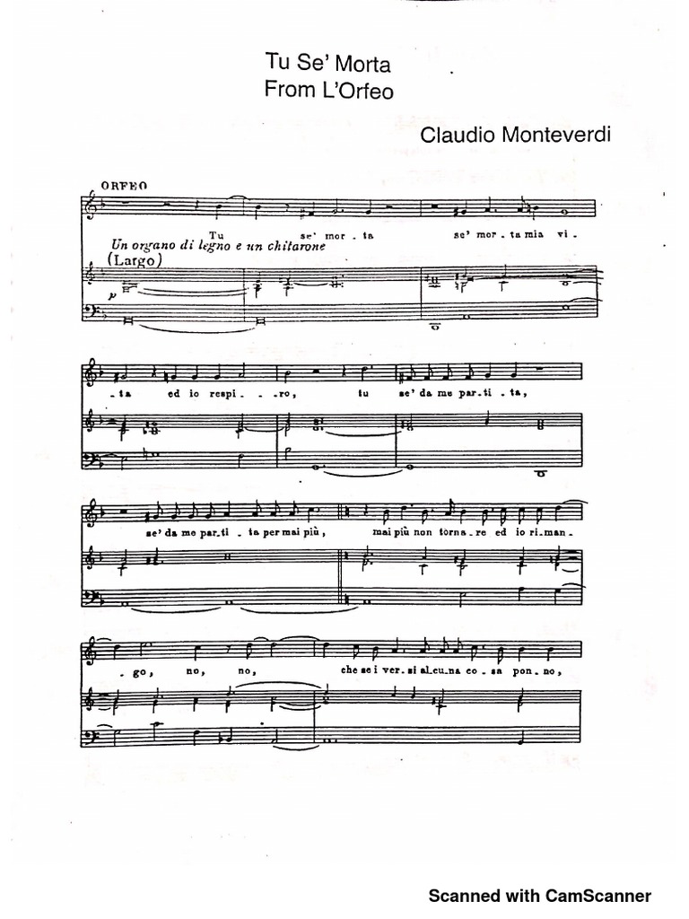Tu Se' Morta - Orfeo - Reducción PDF | PDF