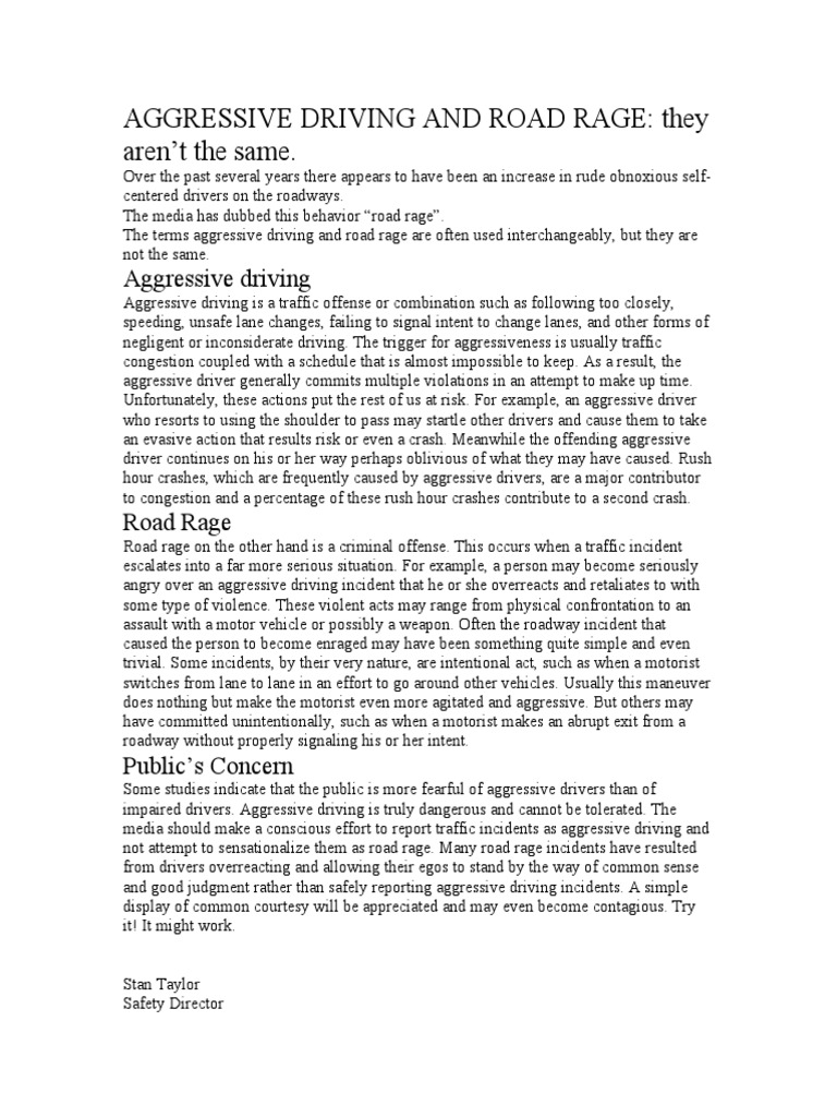 Aggressive Driving and Road Rage | PDF | Traffic | Aggression