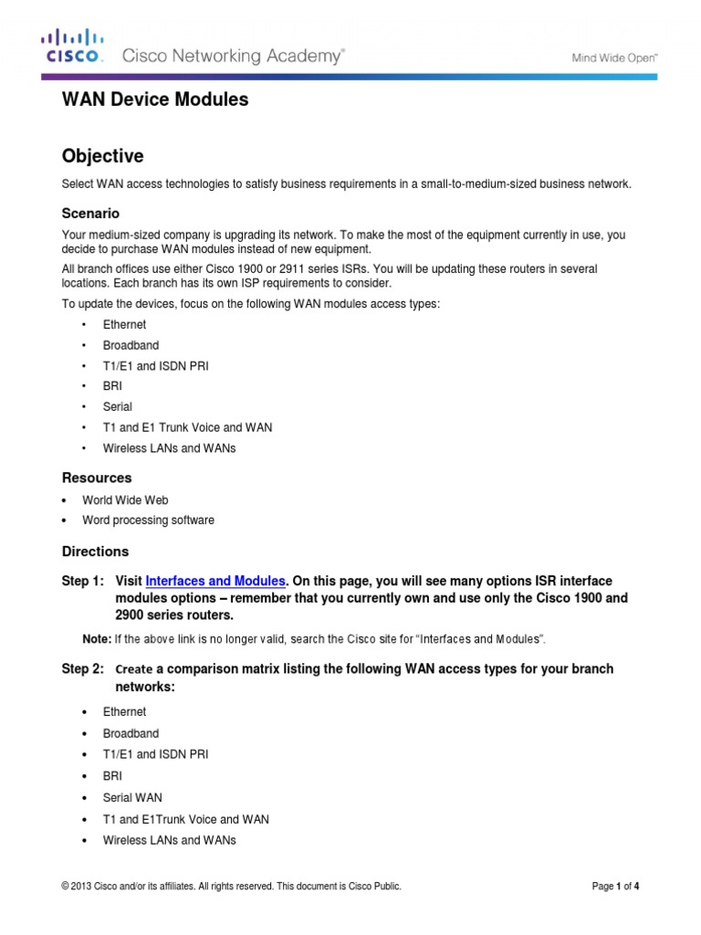 2.3.1.1 WAN Device Modules Instructions - IG | PDF | Internet Access ...