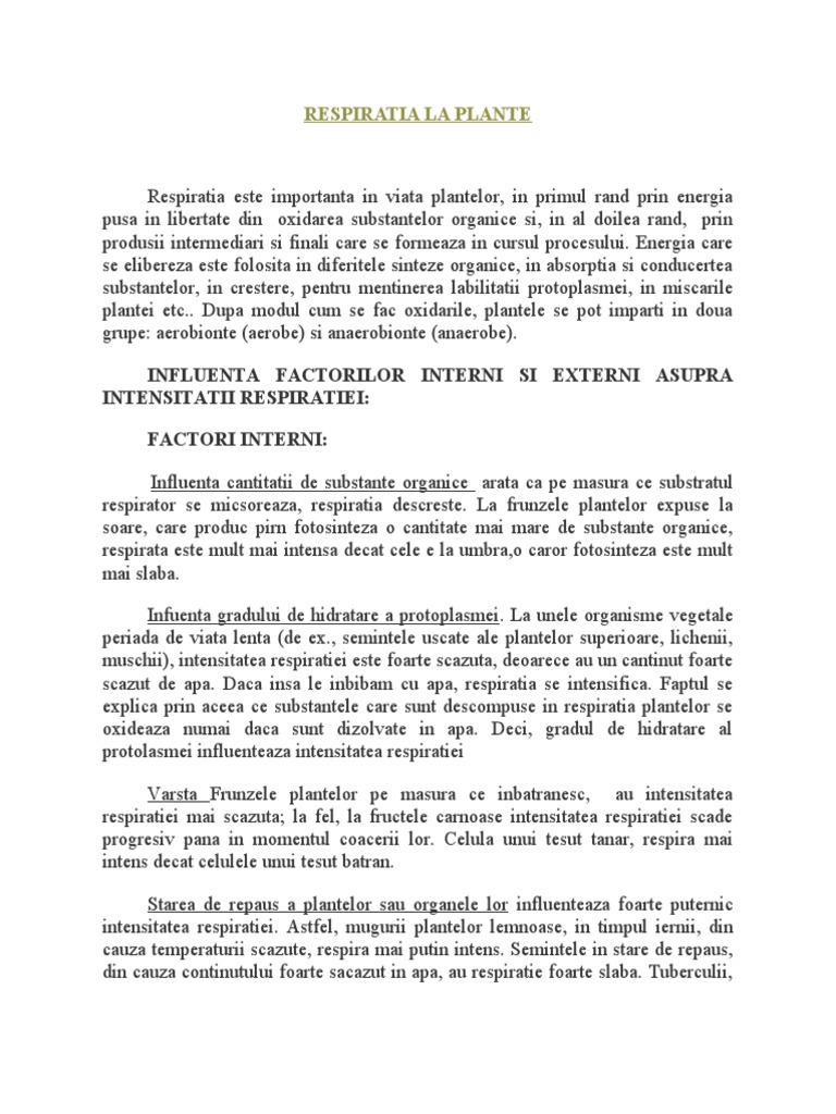 Respiratia La Plante | PDF