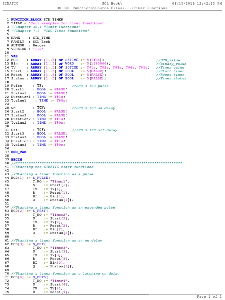 Timer Functions - SCL - Book - 30 | PDF | Computer Programming | Computing
