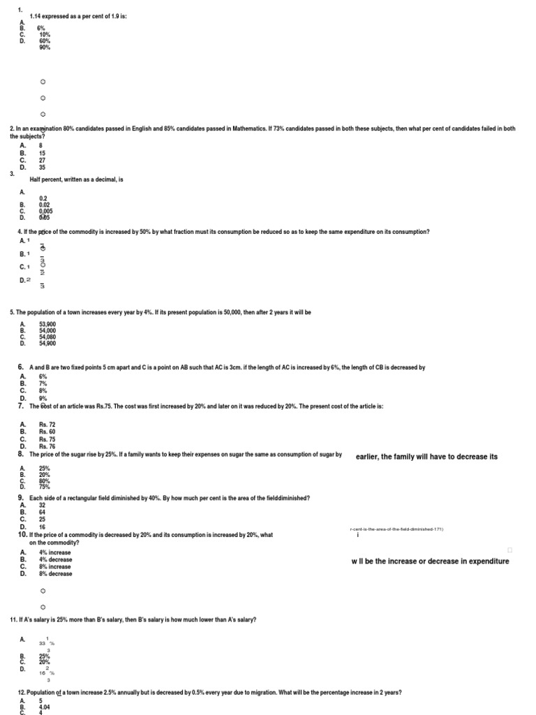 Percentage Pdf Fraction Mathematics Percentage