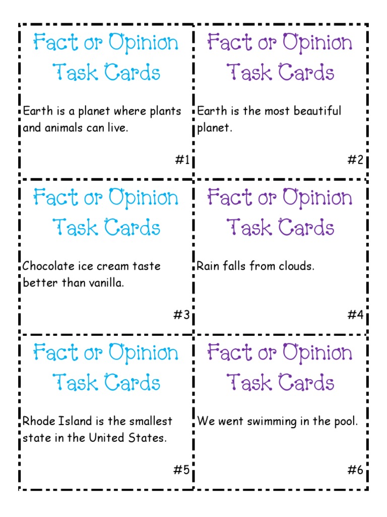 Fact or Opinion Task Cards-0 | PDF | Organisms | Nature