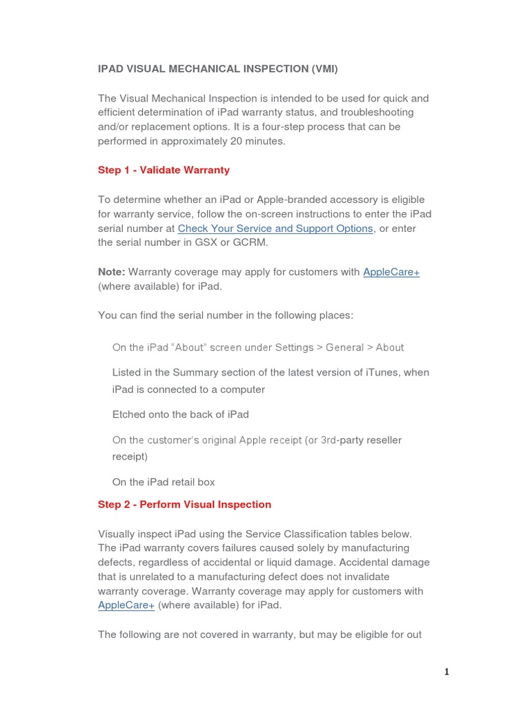 iPad Visual Mechanical Inspection Guide | PDF | I Pad | Electrical ...