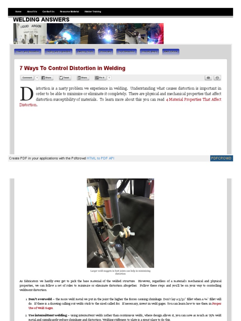Weldinganswers Com 7 Ways To Control Distortion in Welding | PDF ...