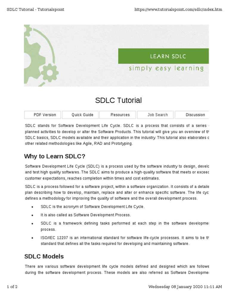 SDLC | PDF | Software Development Process | Software Development