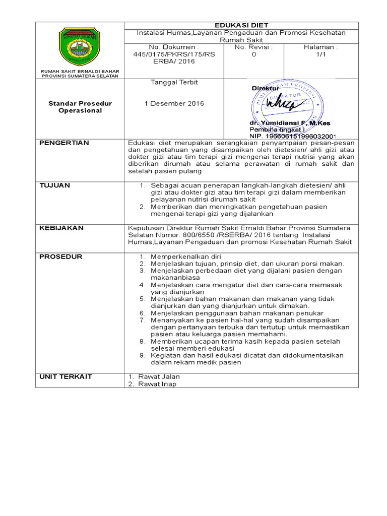 SPO Edukasi Diet | PDF