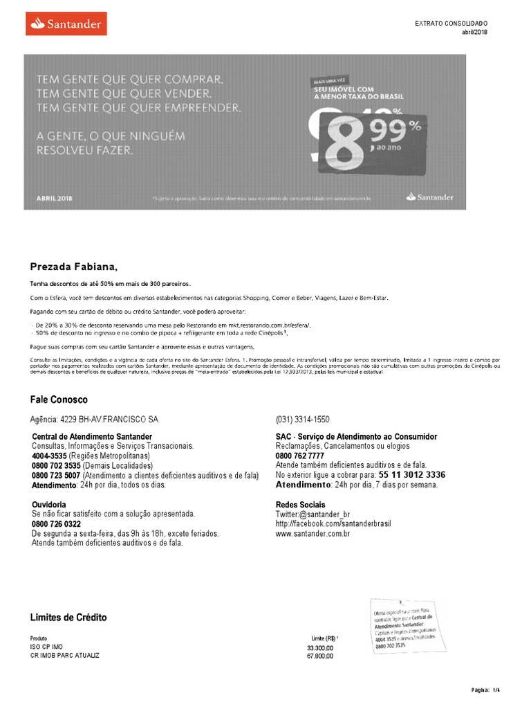 Extrato Santander | PDF | Juros | Balancete