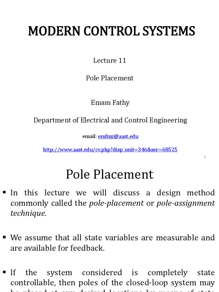 351 - 27435 - EE412 - 2019 - 1 - 2 - 1 - 0 3 EE412 Lec5 Pole Placement ...