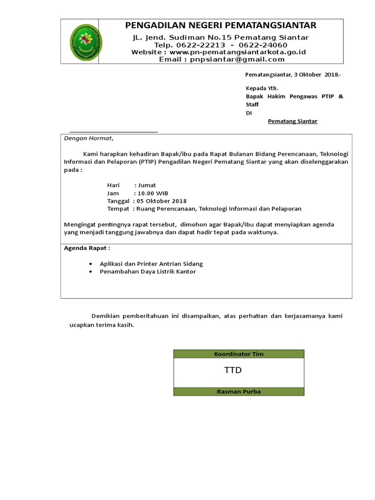 Form Undangan Rapat | PDF