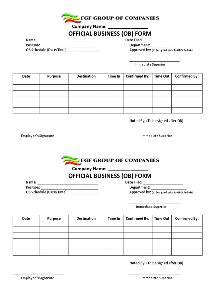 Official Business Form Template | PDF