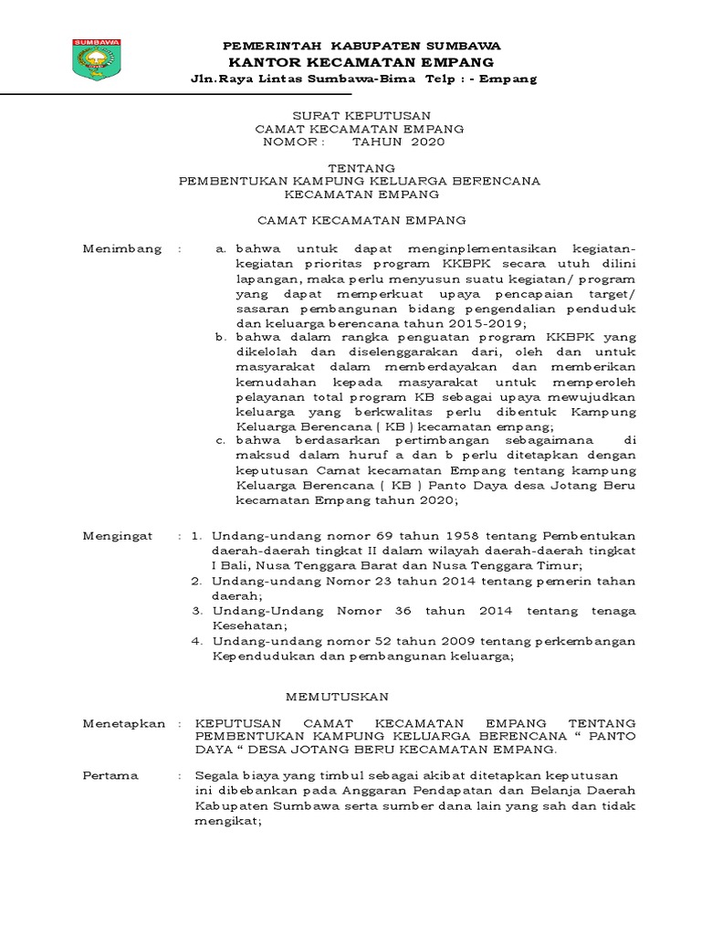 SK - Pembentukan KP - KB Jotang Beru | PDF