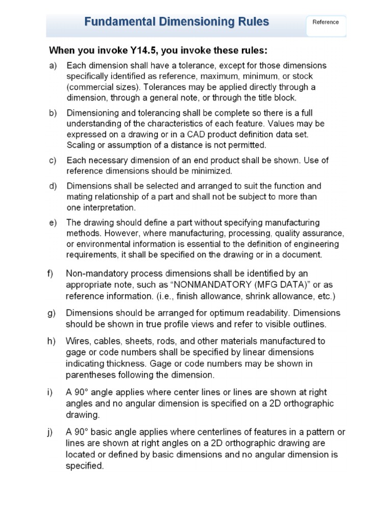 Fundamental Dimensioning Rules | PDF