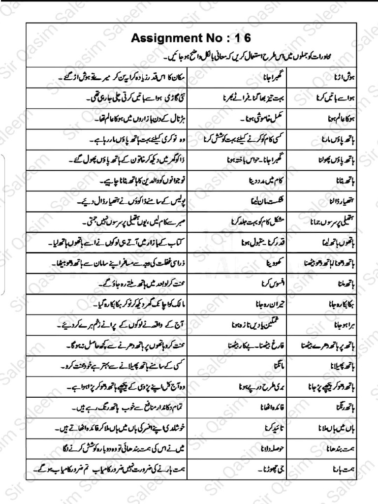 Urdu B 3248 Muhawarat | PDF