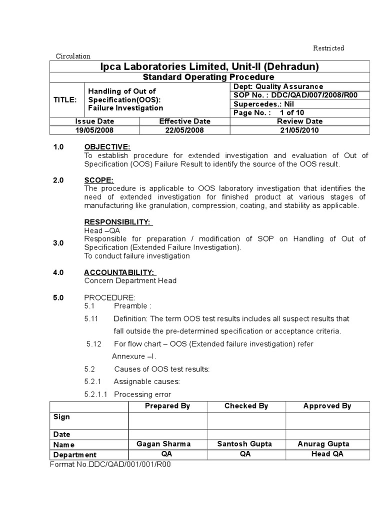 007 Out of Specification | PDF | Quality Assurance | Specification ...