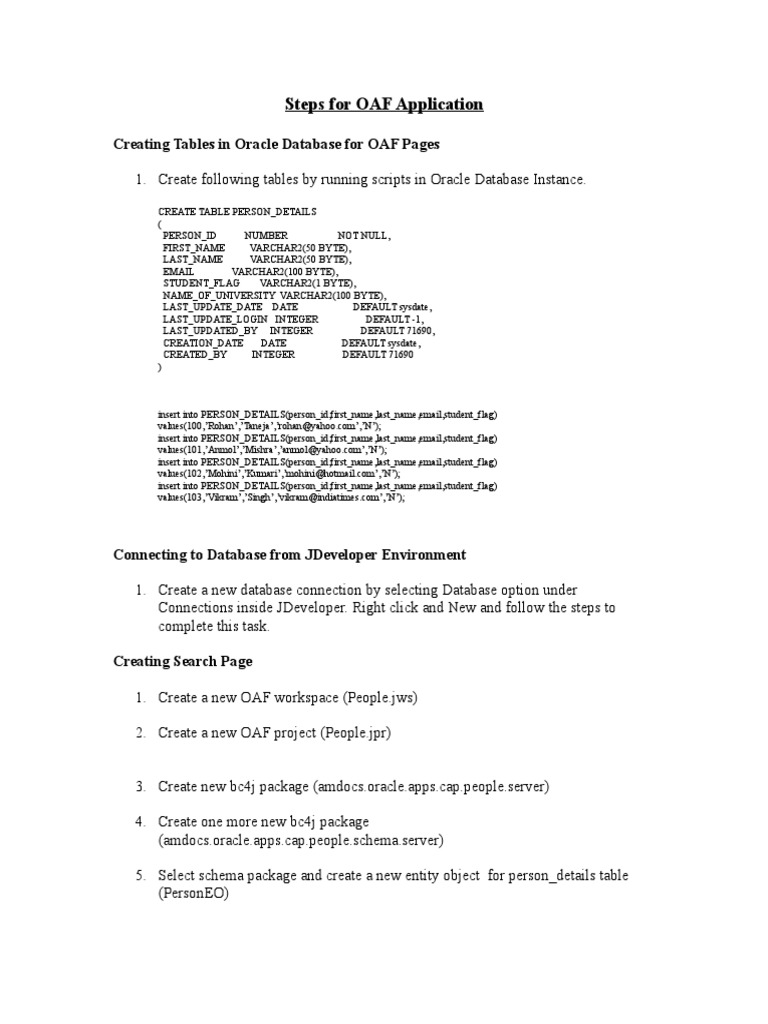 Steps For OAF Development | Download Free PDF | Java (Programming Language) | Application Software