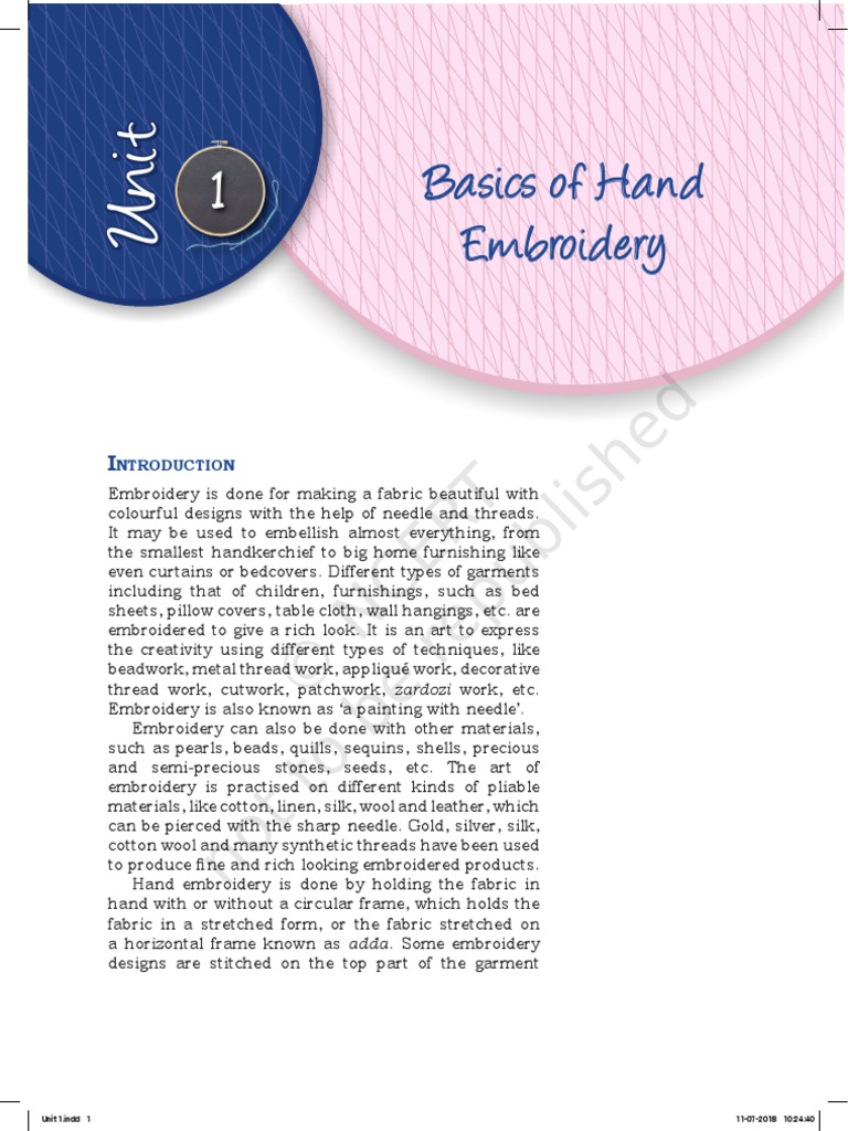 Hand Embroidery PDF | PDF | Embroidery | Textiles