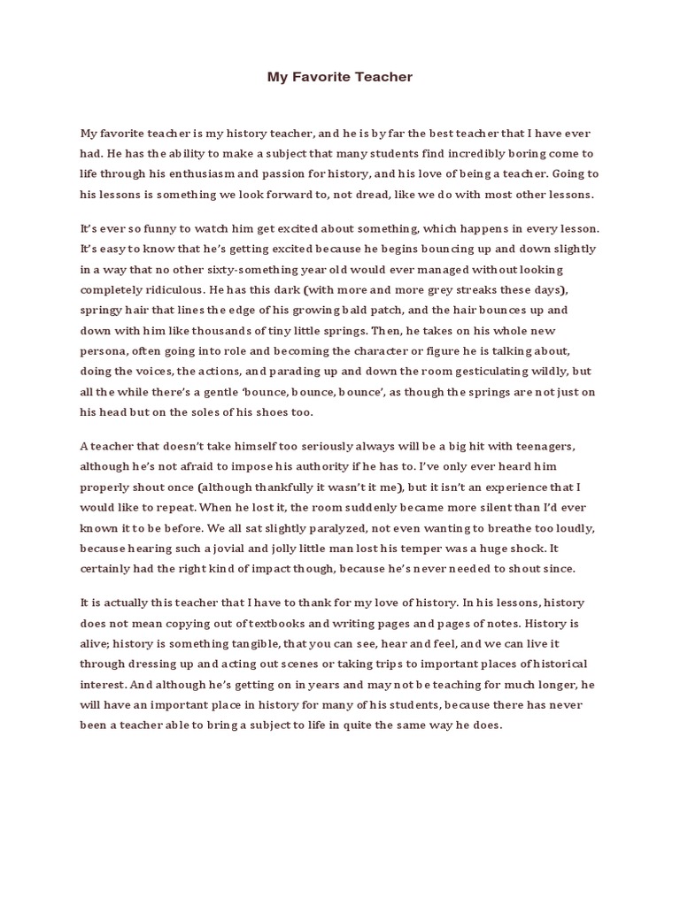 My Favorite Teacher For Teacher | PDF