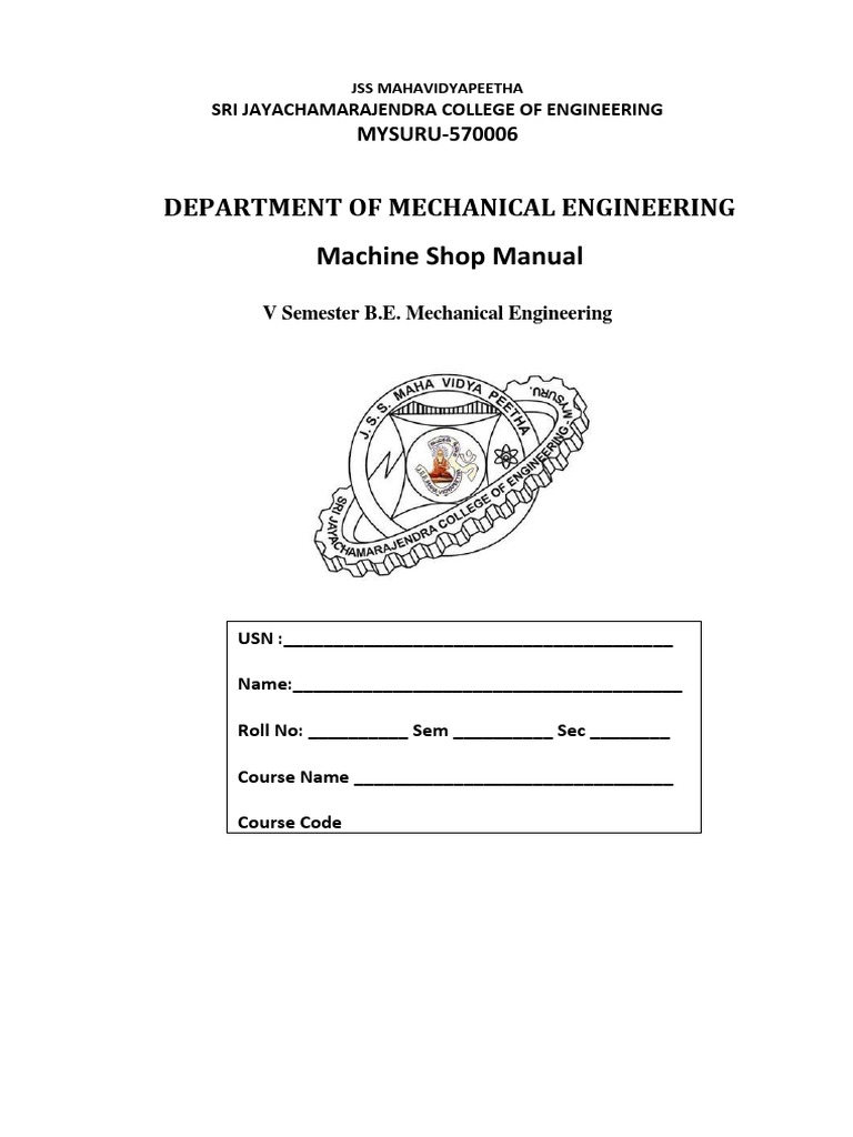 Laboratory Manual Machine Shop 1 PDF | PDF | Machining | Machine Tool