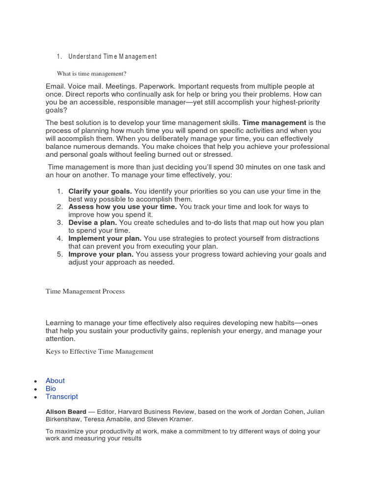 Time Management | PDF | Time Management | Professional Skills