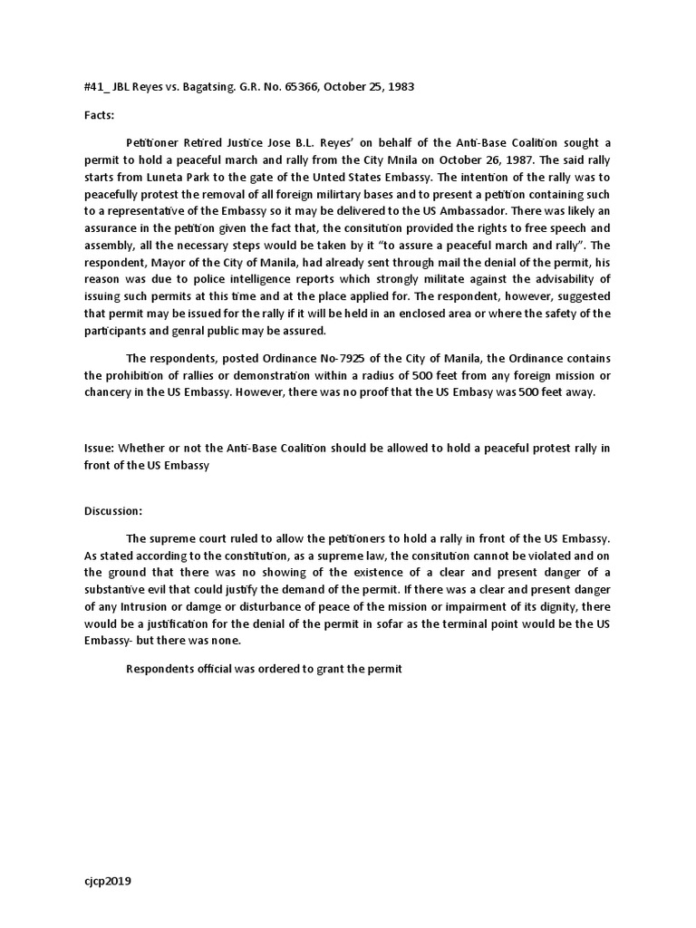 Case - 41 - Picar - JBL Reyes vs. Bagatsing. G.R. No. 65366 October 25 ...