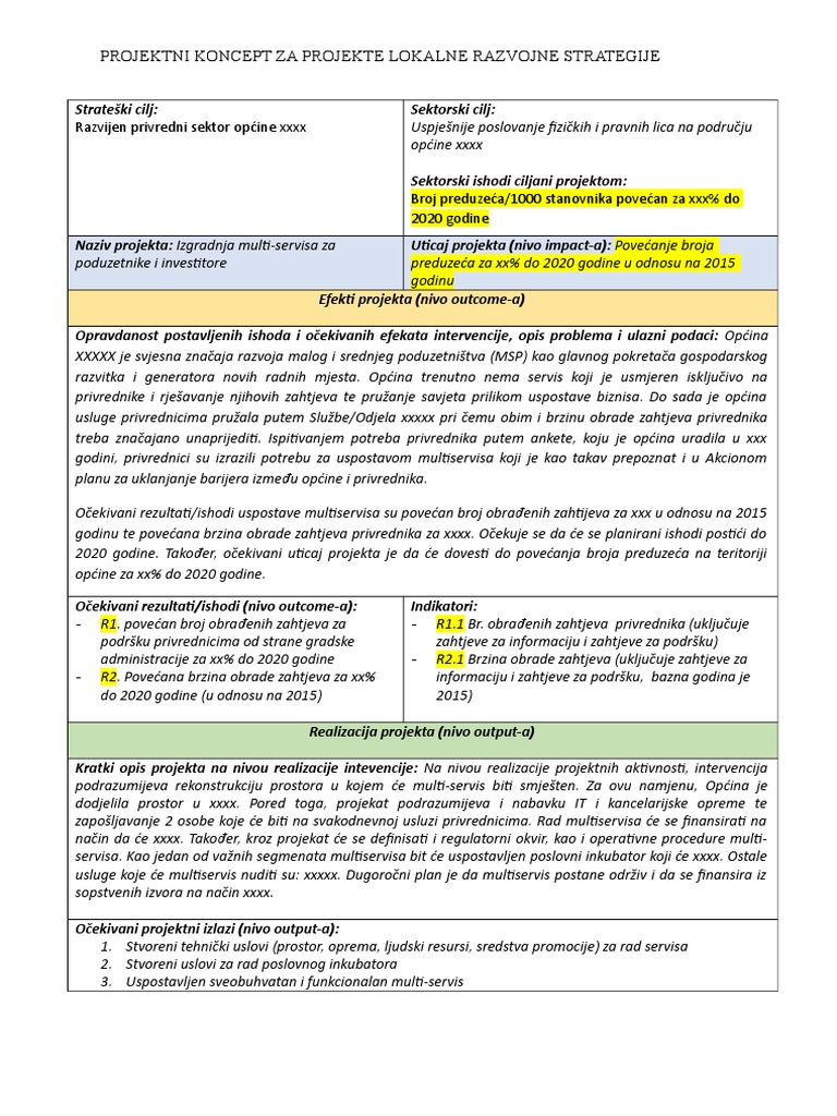 Projektni Obrazac Primjer | PDF