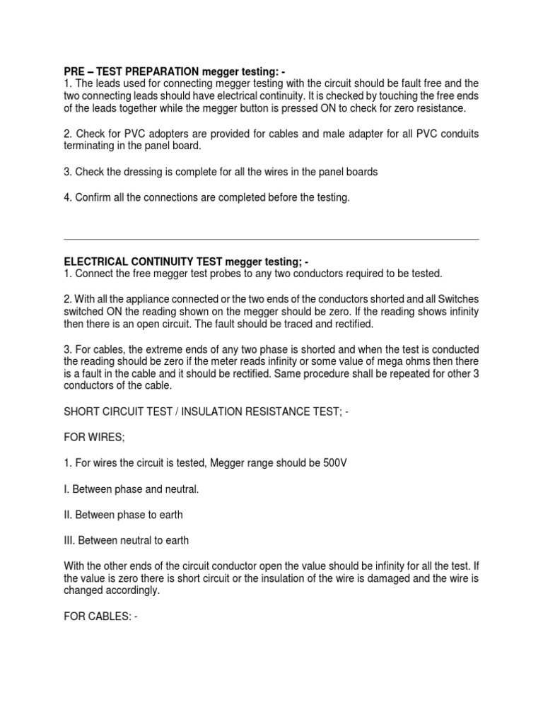 Electrical Continuity Test | PDF