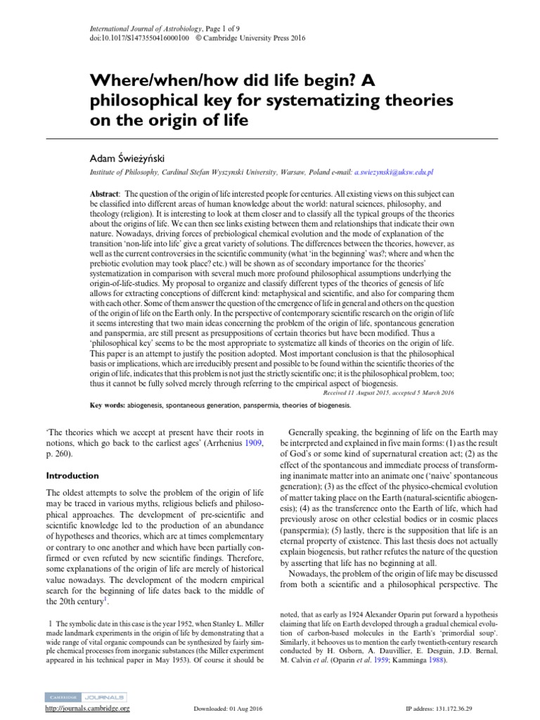 Where - When - How Did Life Begin | PDF | Abiogenesis | Creationism