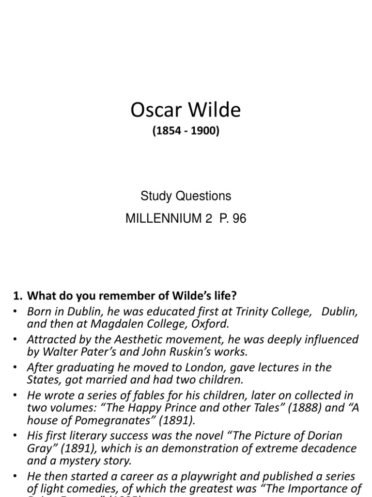 Oscar Wilde Study Questions | PDF