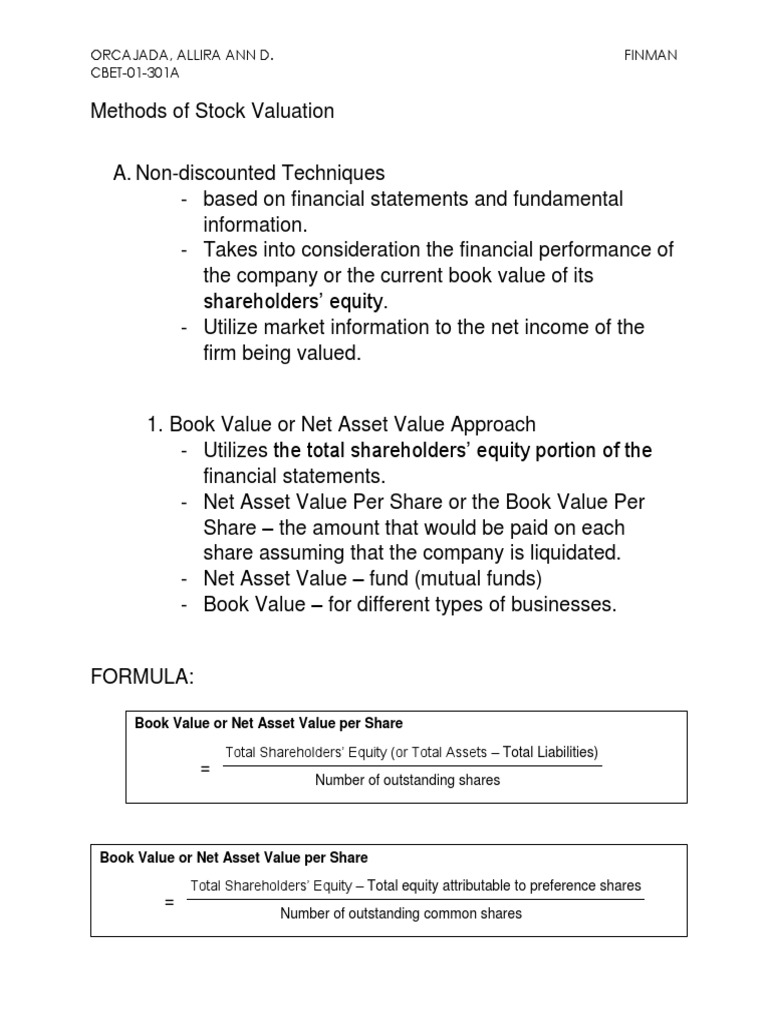 Stock Valuation Methods Explained | PDF | Equity (Finance) | Book Value