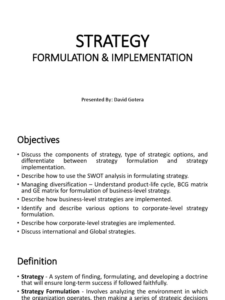 Strategy Formulation and Implementation | PDF | Strategic Management ...